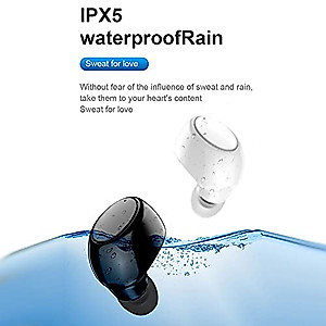 LiadFngKA True Wireless Earbuds Bluetooth Headphones IPX5 Waterproof Stereo Earphones in-Ear Built-in Mic Mini Deep Bass Headset for Sport (Black)