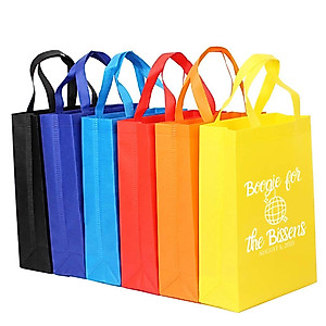 100PCS Custom Bulk Tote Bags Personalized Grocery Shopping Bag Reusable Non-Woven Hand Bags with Your Business Logo/Text (option 1:100pcs)