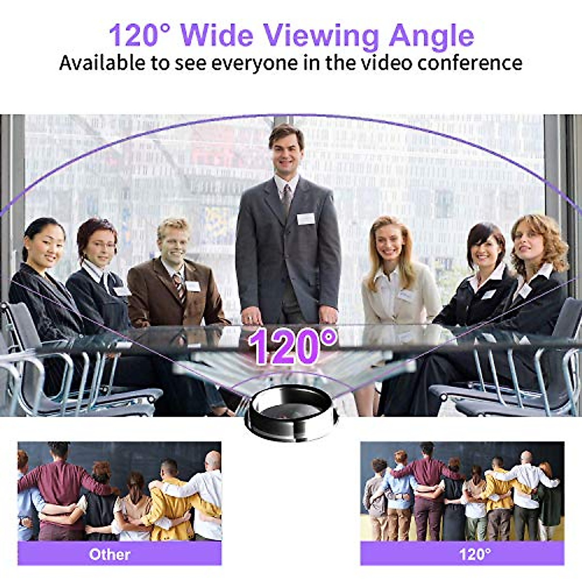 Full HD Webcam 1080P with Microphone Free Tripod Cover Slide - 120° Wide Angle Webcams Streaming USB Web Camera - Pro Computer Camera for Video Calling, Recording, Conferencing, Skype, OBS, PC Laptop