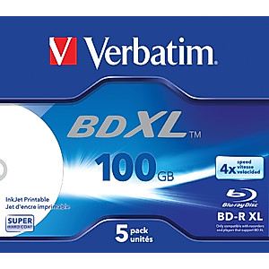 Verbatim 5 x BD-R XL - 100 GB 4X - Ink Jet Printable Surface - Jewel case