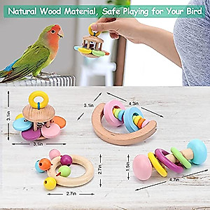 DOHAOOE Large Bird Toys for Foot Parrot Handheld Interactive Toys, 4 Pack