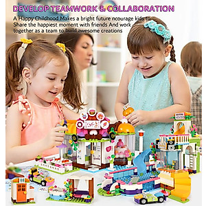 Friends Water Park Cafe Toy Building Set for Kids, 1140 Pieces Coffee Shop Summer Swimming Pool Building Blocks Sets with Storage Box, Friends Sets House Christmas Birthday Gift for Girls Age 6-12