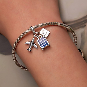 BABAMIA 4pcs Charms Set for Bracelets and Necklaces Love Heart Bracelet Charms | Planet Airplane Pendant Charms Dainty Bead Charms for Women Birthday Valentine's Day Jewelry Gift