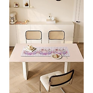 Heat Resistant Mats for Countertop, Hello Autumn Thanksgiving Pumpkins Pink Plaid Waterproof Non-Slip Mats Kitchen Counter Protector, Rolled Up Kitchen Counter Mat for Air Fryer, Oven, Microwave