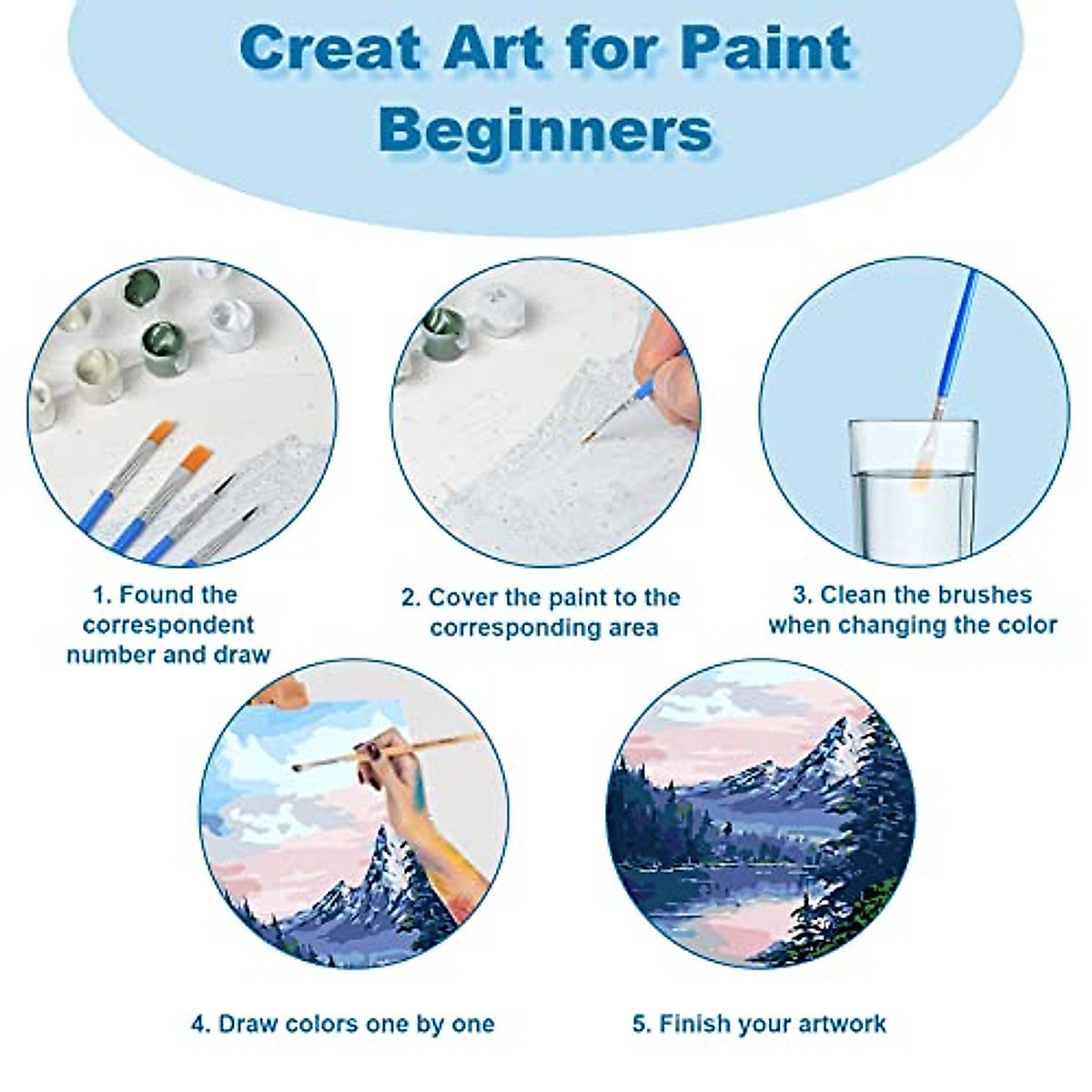 Qoosea 4 Pack Paint by Numbers for Adults Landscape DIY Art Craft for Beginner Acrylic Painting On Canvas by Number for Home Wall Decor 12X16inch