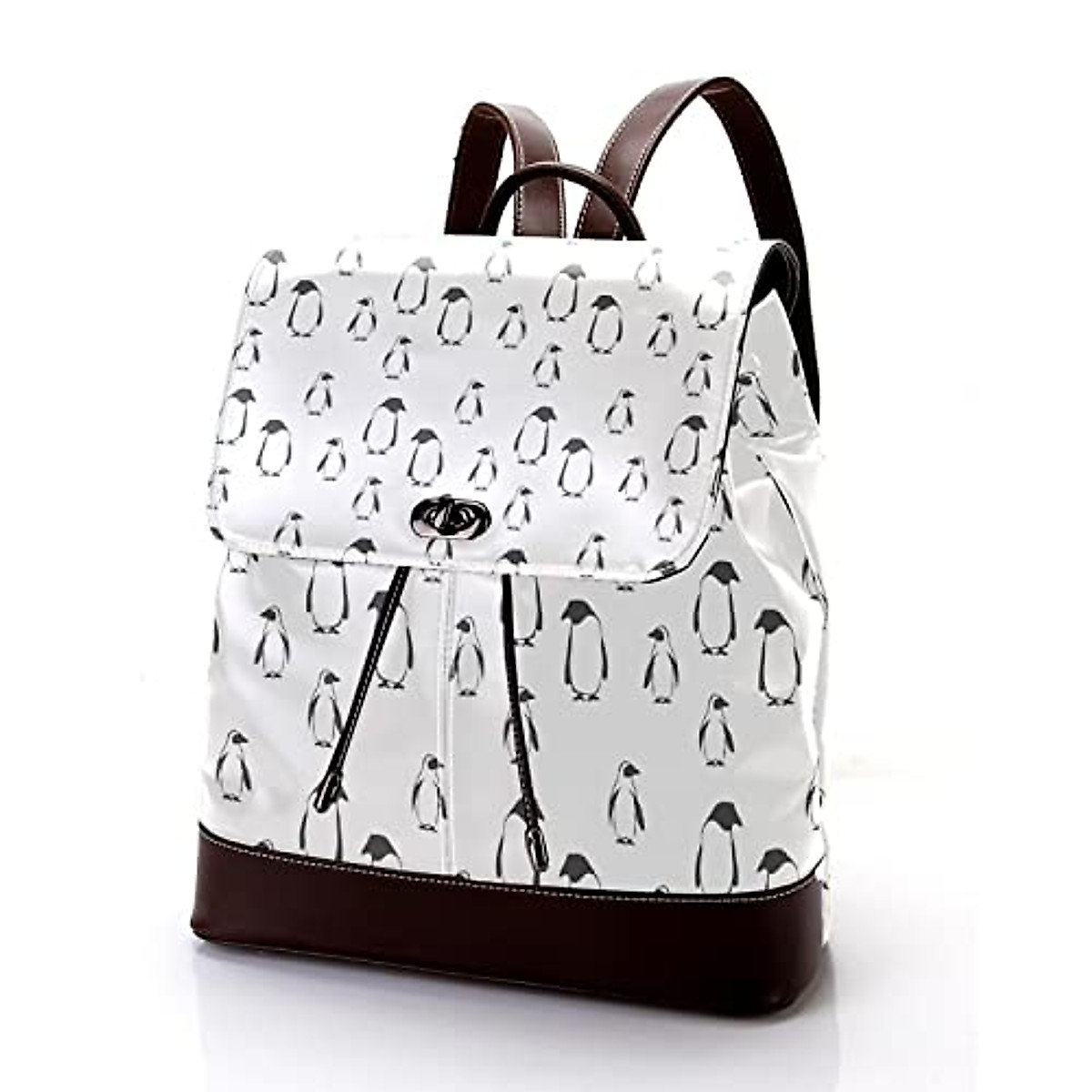 Cute Penguin-01 Women Backpack Purse PU Leather Anti-theft Casual Shoulder Bag Fashion Ladies Satchel Bags