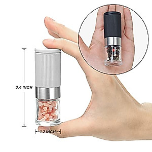 Mini Salt and Pepper Grinder Set, Small Tiny Adjustable Coarseness Ceramic Salt Grinder with Funnel and Bag Portable Handy Spice Pepper Mill Shaker For Outdoor Party Lunch Bag Kitchen Chef Gifts