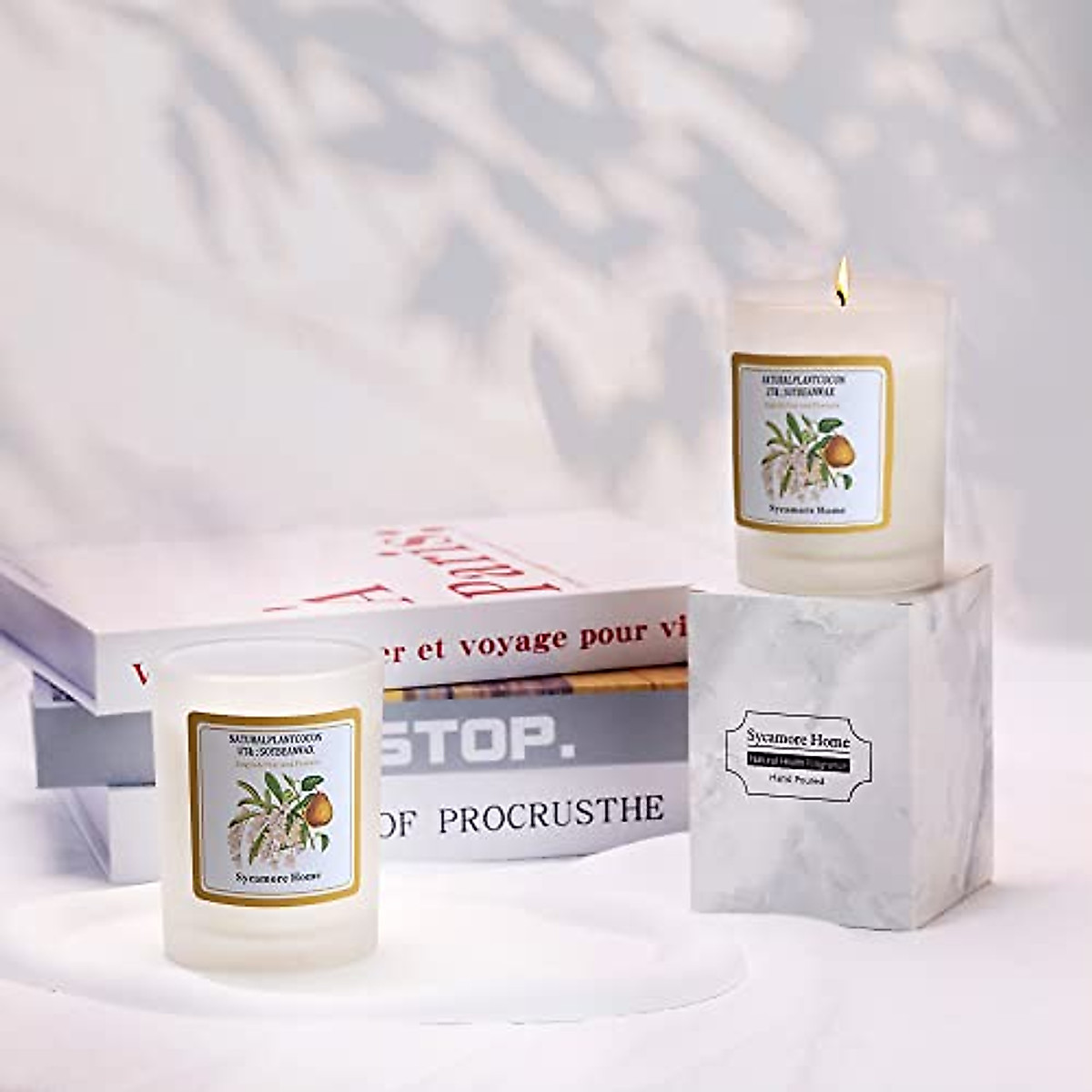 Scented Candle Freesia&English Pear Premium Aroma Candle, Candles for Home Scented Smoke-Free jar Candle