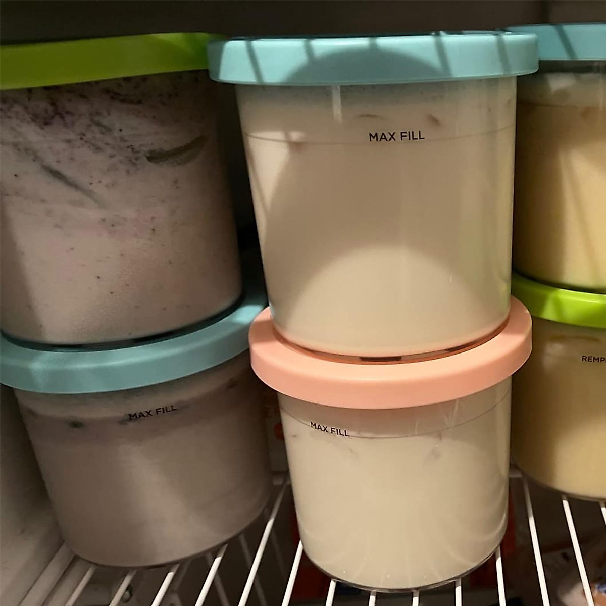 Pints for Ninja NC301 CREAMi Ice Cream Maker,for Ninja NC299AMZ NC300 & NC301 Creami Deluxe Pints 4 Pack 16oz Creamy Icecream Containers Cups Jars Tubs Canisters Set, Compatible with Ninja Ice Creami