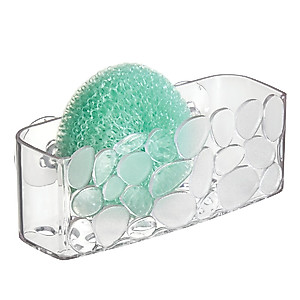 iDesign Pebblz Kitchen Sink Suction Holder for Sponges, Scrubbers, Soap - Clear