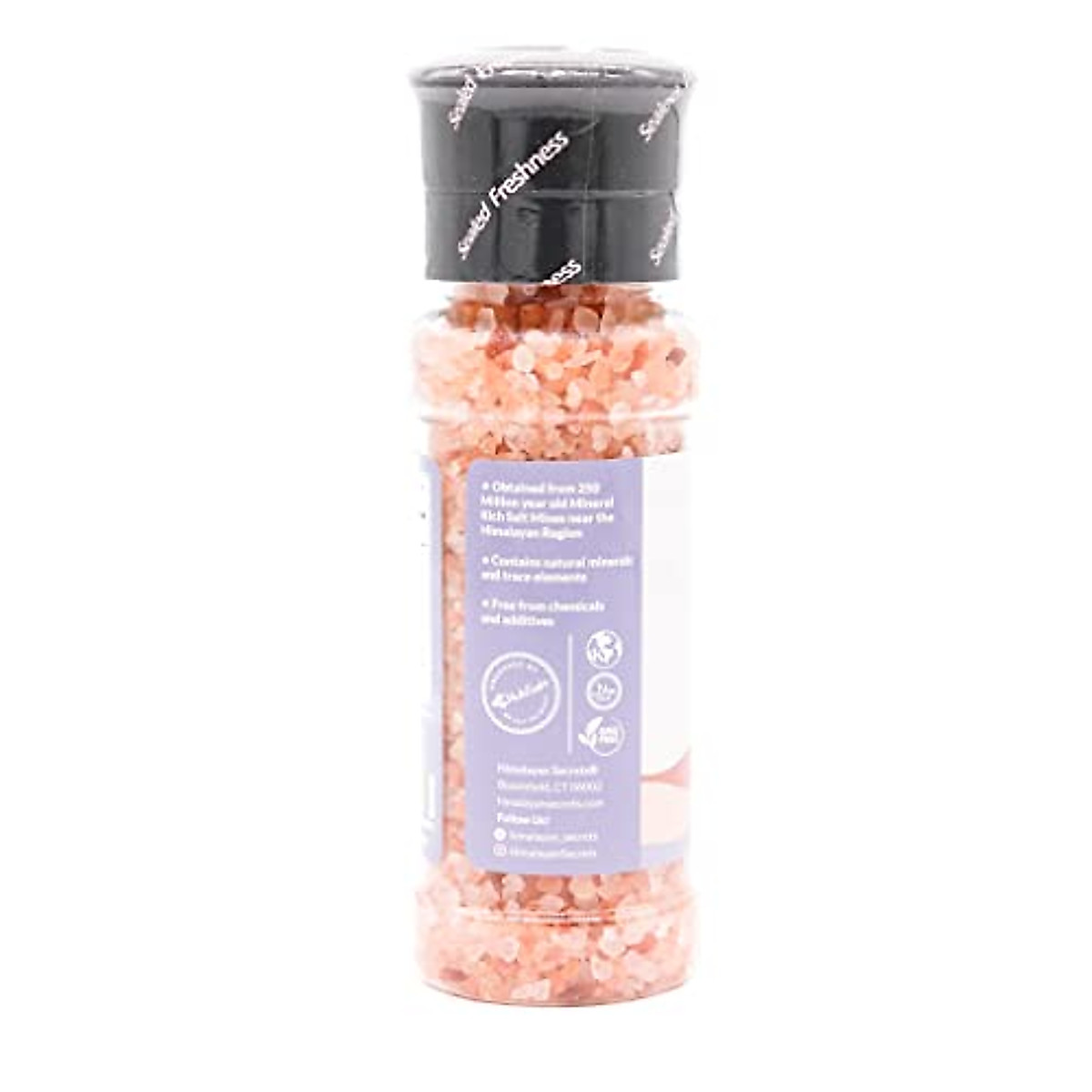 Himalayan Secrets Natural Pink Cooking Salt in Refillable Grinder - 8 oz Healthy Unrefined Coarse Salt Packed with Minerals - Kosher Certified