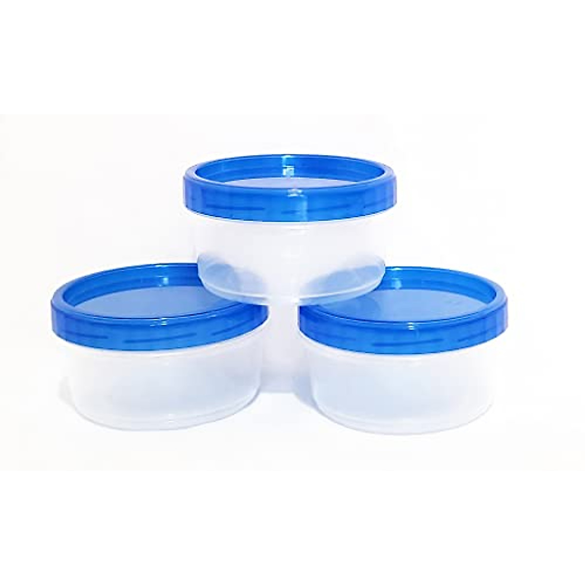 Durx-litecrete (10 Ounce 10 Pack Twist cap Deli Containers Clear Bottom With Blue Top Screw on Lids Twist Top Food Storage Freezer Containers