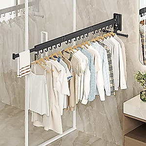 HEILAIYI Wall Mounted Clothes Hanger,Clothes Drying Rack,Laundry Drying Rack,Clothes Rack Wall Mount,Drying Rack Clothing,Laundry Rack,Folding,Retractable,Collapsible,can Fold Upward & Left & Right