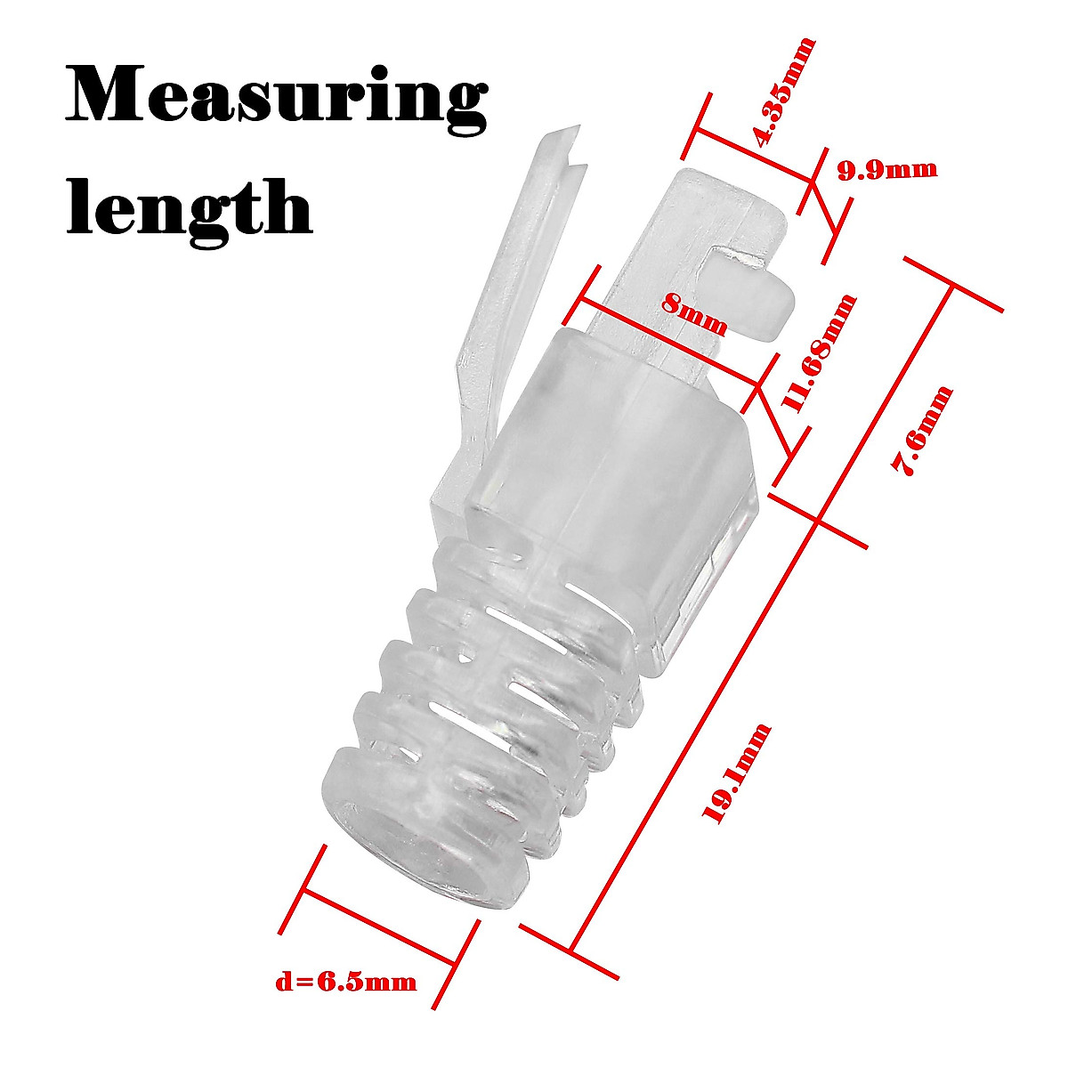 GELRHONR 100 Pcs RJ45 CAT6 Strain Relief Boots Connector for Standard CAT6 CAT6A Ethernet Cable LAN Cable Connector Boot Cover for Various Diameter LAN Cable-Clear