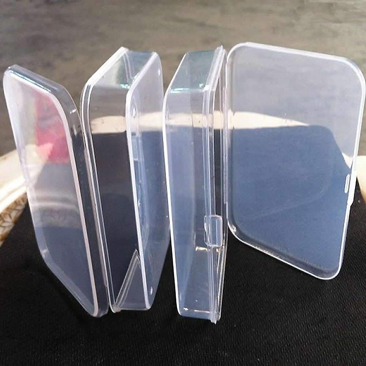 Feamos Plastic Transparent Storage Box Case with Lid Collection Container Pack of 2