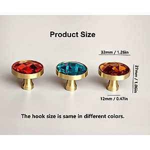 Solid Brass Rhinestone Wall Hooks, Coat Backpack Purse Screw-in Wall Hangers, Wall Mounted Fancy Hooks (Turquoise 4 Pack)