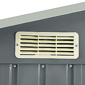 Garden Metal Storage Shed with Rack | Outdoor Tool Shed Storage Room with Vents | Storage Sheds with Door for Outside Patio Backyard Yard Lawn | Gray Galvanized Iron 80.7" x 51.2" x 72"