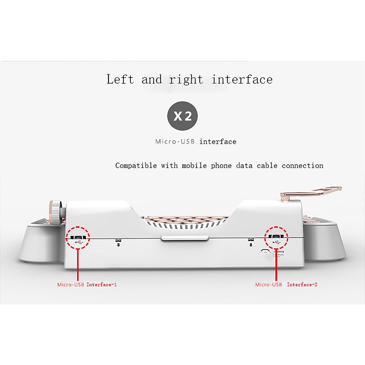 ZYQM Retro Typewriter Mechanical Wireless Keyboard with Tablet Stand, Bluetooth Connection, Artistic dot Keys (White)