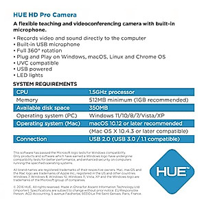 HUE HD Pro Flexible USB Video and Document Camera (Black)
