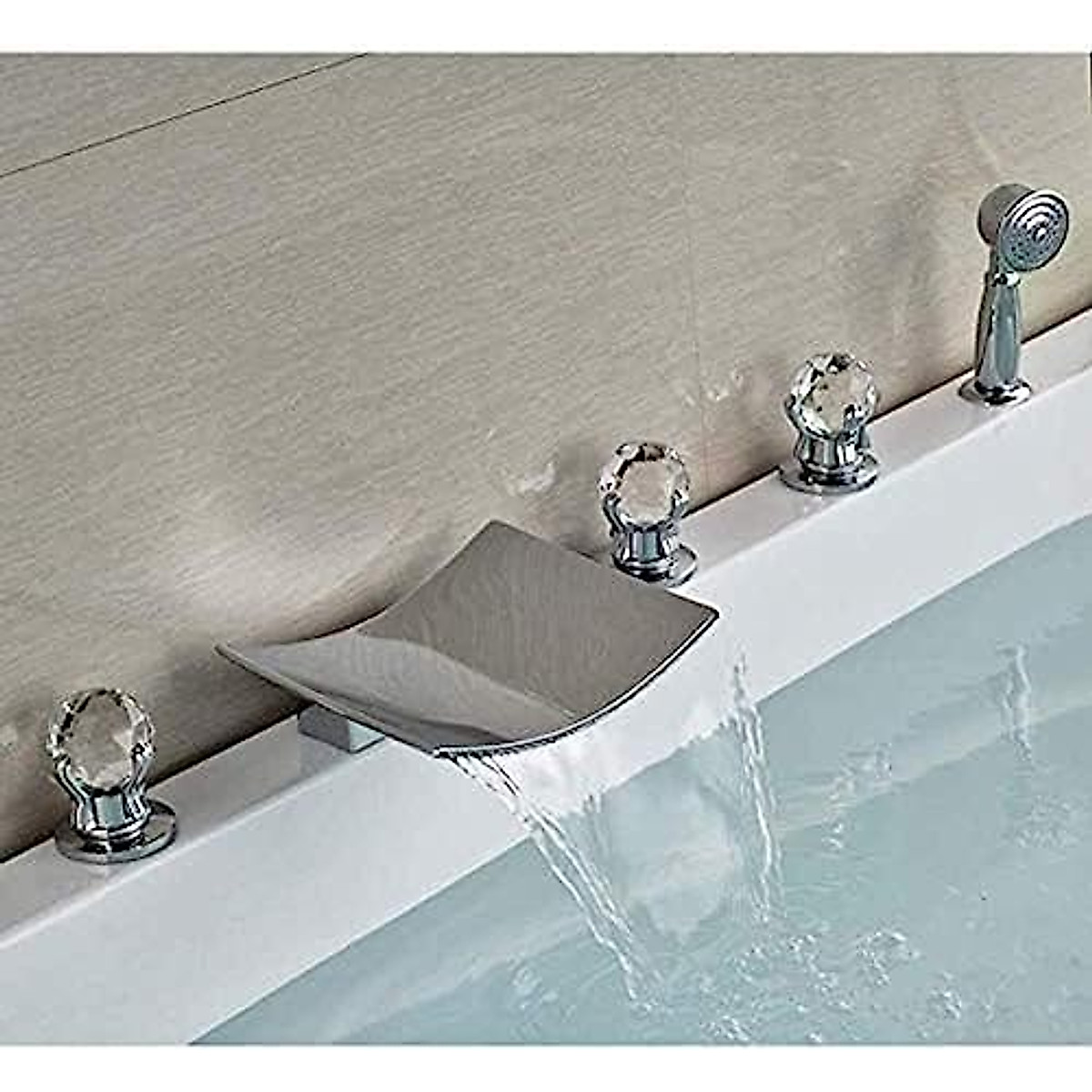 Kitchen Taps Kitchen Tap Faucet Deck Mounted Polish 5 Piece Bathtub Faucet with Handheld Shower Mixer Tap