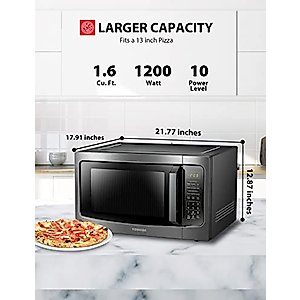 TOSHIBA ML-EM45P(BS) Countertop Microwave Oven with Smart Sensor and Position Memory Turntable, Memory Function, 1.6 Cu.ft with 13.6" Removable Turntable, Black Stainless Steel, 1200W