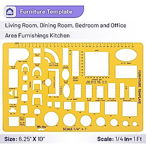 Mr. Pen- House Plan, 3 Pack, Orange, Interior Design and Furniture Templates, Drafting Tools and Ruler Shapes for Architecture, Drafting Tools, Architecture Supplies, Drafting Templates