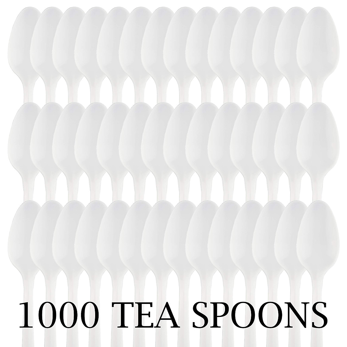 PLASTICPRO Cutlery Plastic Teaspoons Medium Weight Disposable Silverware White (1000 Count)
