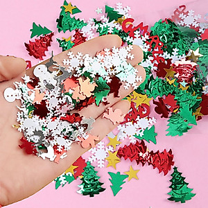 Christmas Confetti 3.5 OZ Christmas Table Glitter Confetti Mix Foil Snowflake,Pentagram,Santa Claus,Pine, Merry Christmas Alphabet,Elk,Christmas Tree Confetti for Christmas Party Decoration