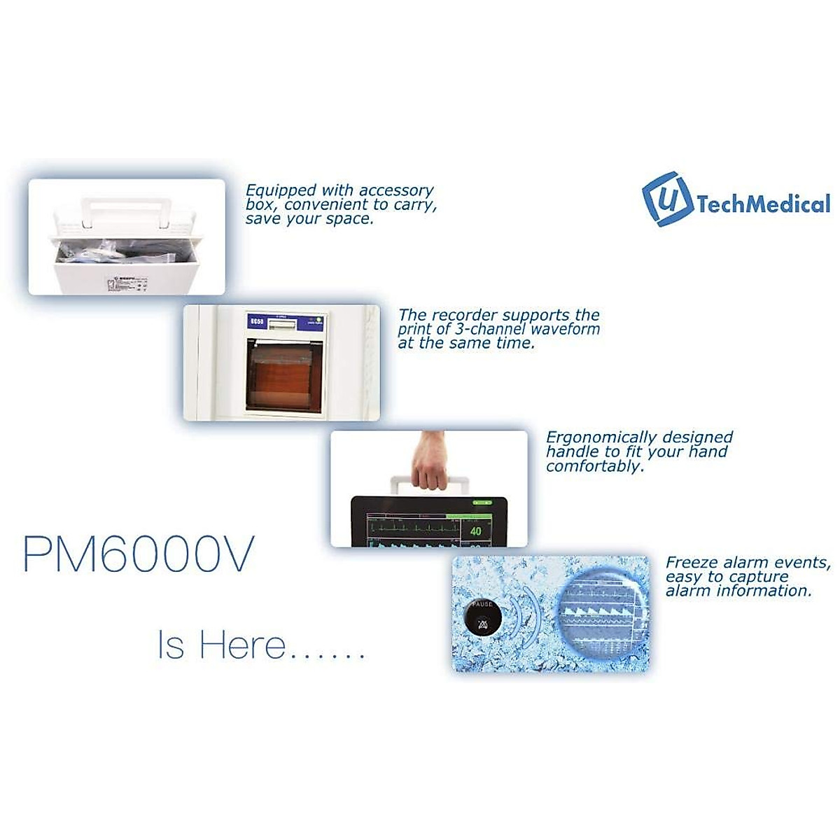 PM6000VCM 12" Veterinary Multi-Parameter Monitor with ETCO2(Mainstream) ECG RESP SpO2 NIBP Temp PR