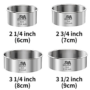 M JNGMEI 4 Pieces Stainless Steel Cookie Cutter Set 2.25inch, 2.75inch, 3.25inch,3.5inch Biscuit Plain Edge Round Cutters Sizes Shape Molds GIFT PACKAGE