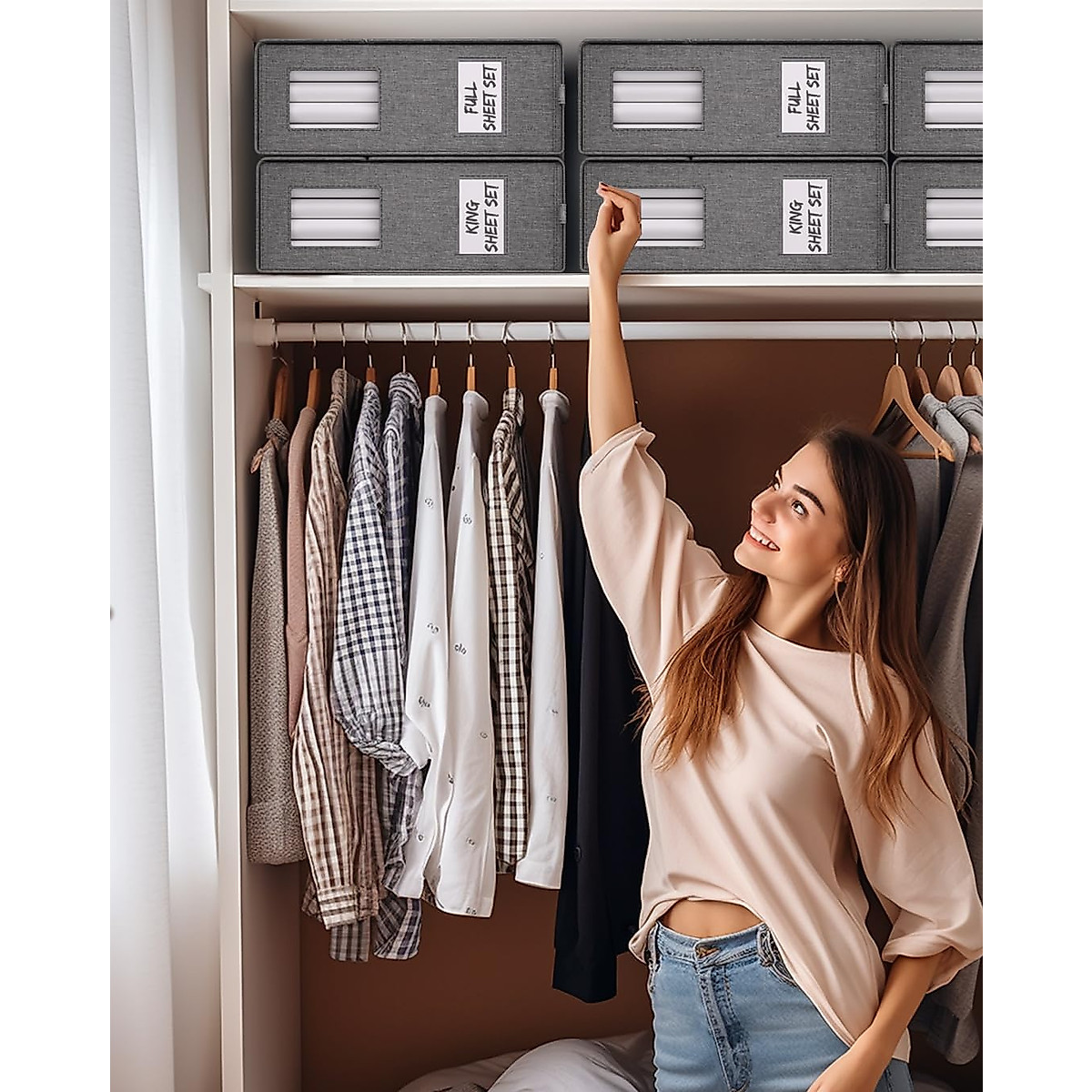 Furnhome 3 Pack Bed Sheet Storage,2024 Sheet Organizer for King/Queen/Full/Twin, Foldable Sheet Set Organizer, Sheet Storage Cube for Bedding Sheets, Duvet Covers and Pillowcases