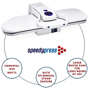 SpeedyPress Oversize Pressing Iron/Steam Press | Ultra XL Electronic Iron Press w/ 100LBs. of Pressing Pressure for Home/Business | Multiple Steam Functions & Temp Settings, Large Pressing Surface