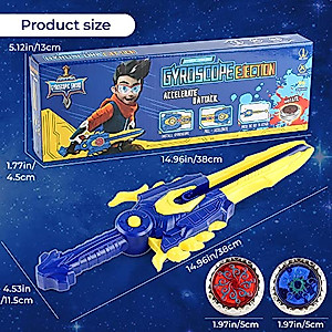 MEDMHSMA Bey Battling Top Burst Gyro Sword Launcher Toy Set, 2 Spinning Top and 1 Blue Sword Launcher, Battle Game Set Toys for Kids Children Boys Ages 8+