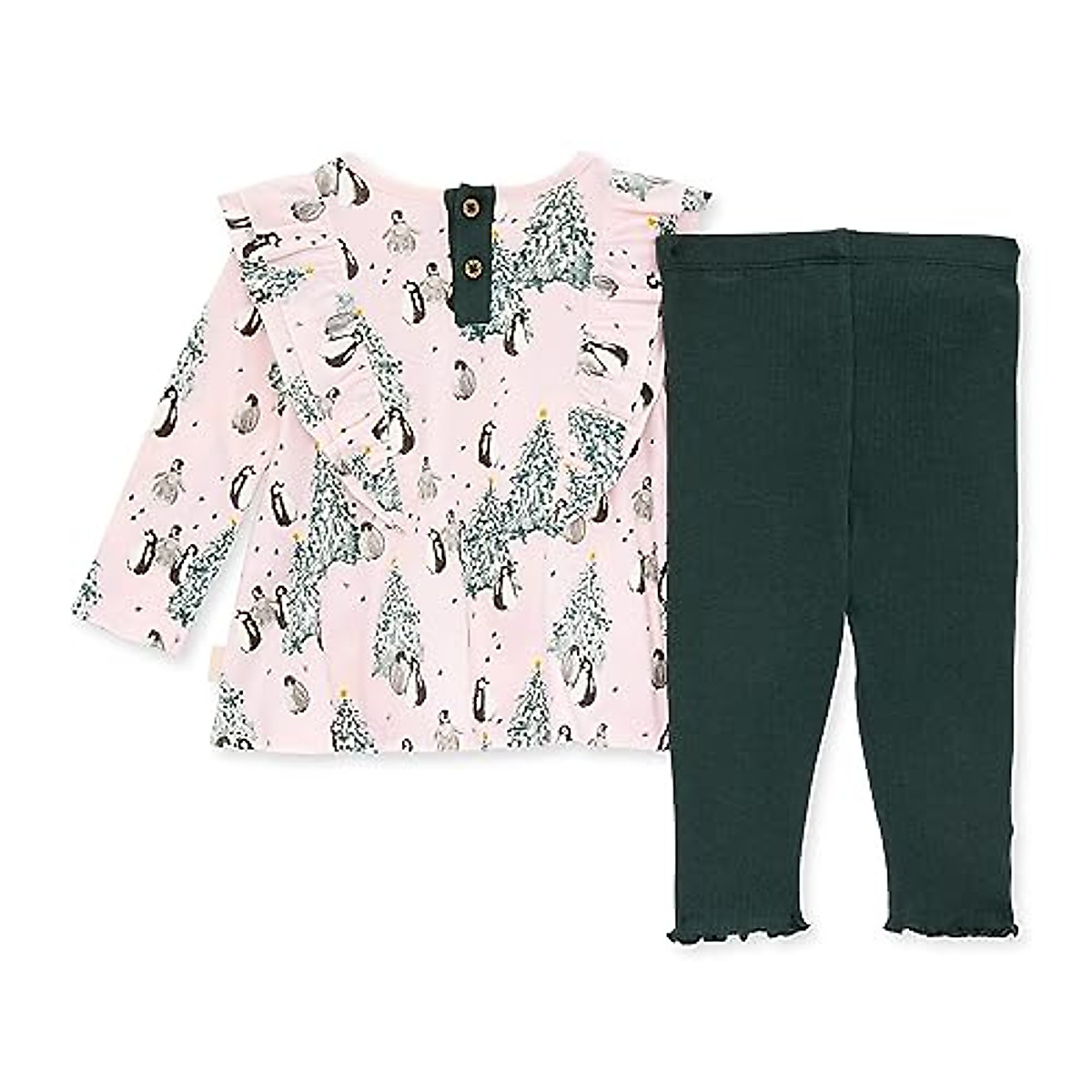 Burt's Bees Baby Baby Girl's Top and Pant Set, Tunic and Leggings Bundle, 100% Organic Cotton, Evergreen Penguins, 3T