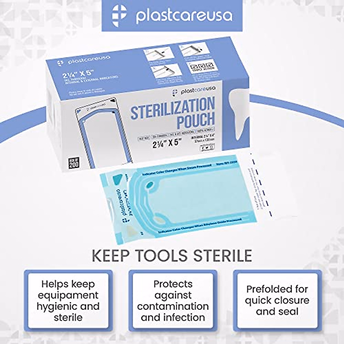 400 2.25 x 4 Inch Self Sterilization Autoclave Pouches for Cleaning Tools, Sterilizer Bags for Dental Offices, Pouch for Dentist Tools, 2 Boxes of 200