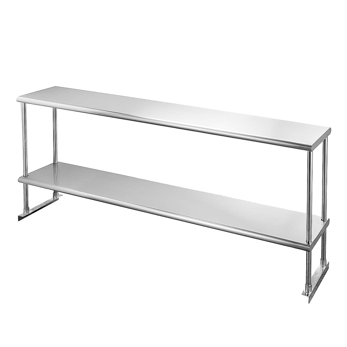 HALLY Double Overshelf of Stainless Steel 12'' x 72'' Weight Capacity 420lb, Commercial 2 Tier Shelf for Prep & Work Table in Restaurant, Home or Kitchen