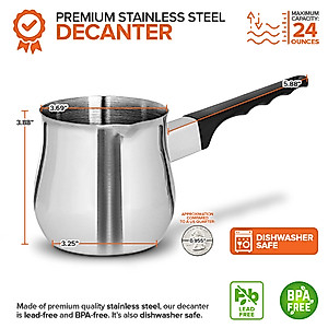 Stock Your Home 24oz Turkish Coffee Pot, Small Saucepan Coffee Maker, Mini Sauce Pan Butter Melter, Stainless Steel Milk Warmer Pots for Stove Top