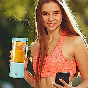 Portable Blender USB Rechargeable,Small Juicer Machines Cup For smoothies and shakes, Mini Fruit Mixer Cup with Six Blades (Blue)