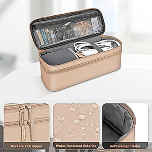 SITHON Double-Layer Travel Carrying Case for Revlon One-Step Hair Dryer/Volumizer/Styler, Water Resistant Storage Organizer Bag Compatible with Shark FlexStyle Attachment (Bag Only), (Rose Gold)