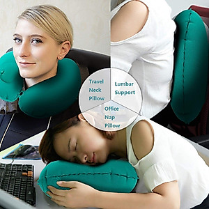 CHENGNAN Inflatable Travel Neck Pillow Lightweight Travel Pillow- Portable U Shape Neck Support Cushion for Camping, Hiking, Office Nap, Home, Car, Train and Bus