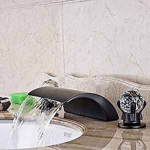 TECKI Kitchen Taps Faucet Widespread 3 Hole Waterfall Spout Bathroom Bathtub Faucet Sink Sink Mixer Taps Deck Mounted