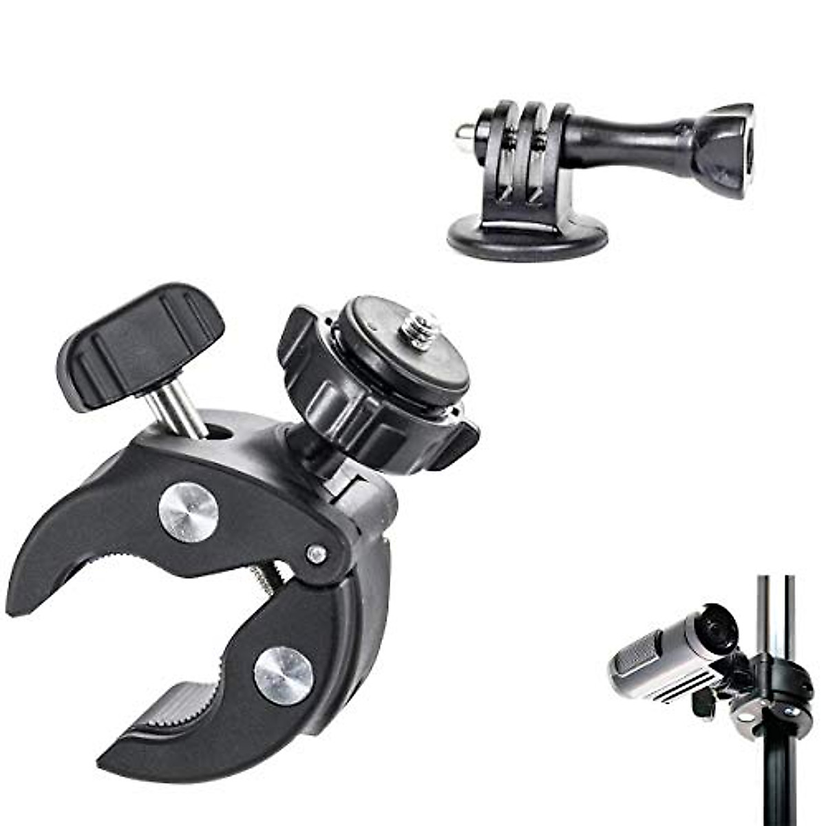 Heavy Duty Camera Handlebar Seat Post Clamp Mount Holder for Bike Motorcycle ATV Snowmobile Boat - Fits All GoPro Hero 9 8 7 Session Canon, Yi 4K, ASASO, Nikon, Sony, CASIO, Kodak and Other Cameras