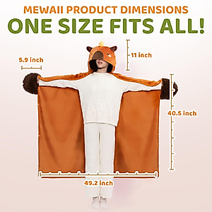 Mewaii Capybara Wearable Hooded Blanket Kids, Soft Flannel Throw Blanket Cloak Wrap, Oversize Capybara Costume Outfits, Cozy Warm Kids Animal Blanket Hoodie with Gloves, Kawaii Gift for Women Teen