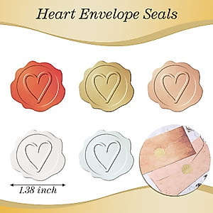 300 Pcs Gold Heart Stickers Embossed Gold Wedding Envelopes Seals Stickers Self Adhesive for Wedding Invitations, Greeting Cards(Heart,Gold, Silver, Red, White, Pink)