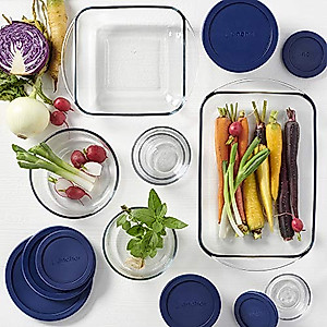 Anchor Hocking Bake and Store Glass Set (16 piece, navy BPA-free lids, tempered tough, dishwasher safe)