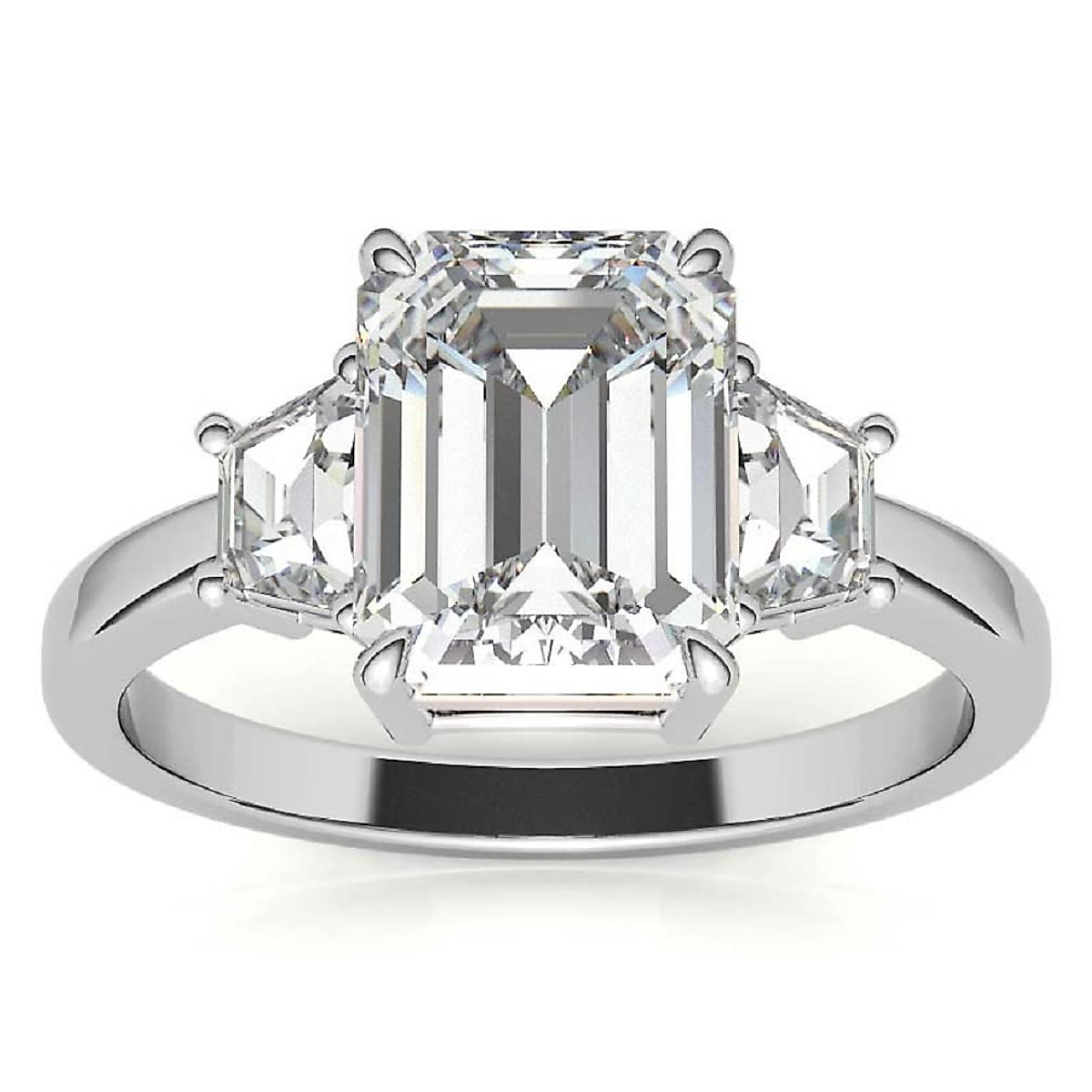 10K Solid White Gold Handmade Engagement Rings, 3 CT Emerald Cut Moissanite Diamond Solitaire Wedding/Bridal Rings for Women/Her, Minimalist Ring Anniversary Ring Gifts (11)