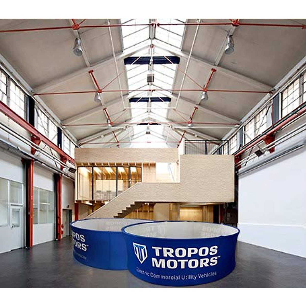 BANNER BUZZ MAKE IT VISIBLE Tapered Circle Fabric Hanging Ceiling Banner Sign Single Side Printed Outside for Trade Show Display (15' X 4')