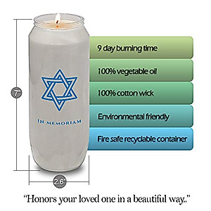 Yahrzeit Memorial Candles - Yahrzeit Candle 9-Day Burn Time - 3 Pack