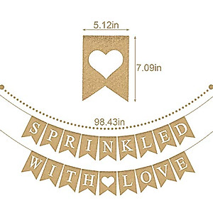 Rainlemon Jute Burlap Sprinkled with Love Banner Gender Neutral Baby Shower Sprinkle Decoration Supply