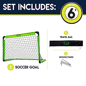 Franklin Sports Portable Mini Soccer Goal - Folding Indoor + Outdoor Kids Mini Soccer Net with Carry Bag - Plastic Backyard Youth Goal with Ground Stakes - 36" x 24"